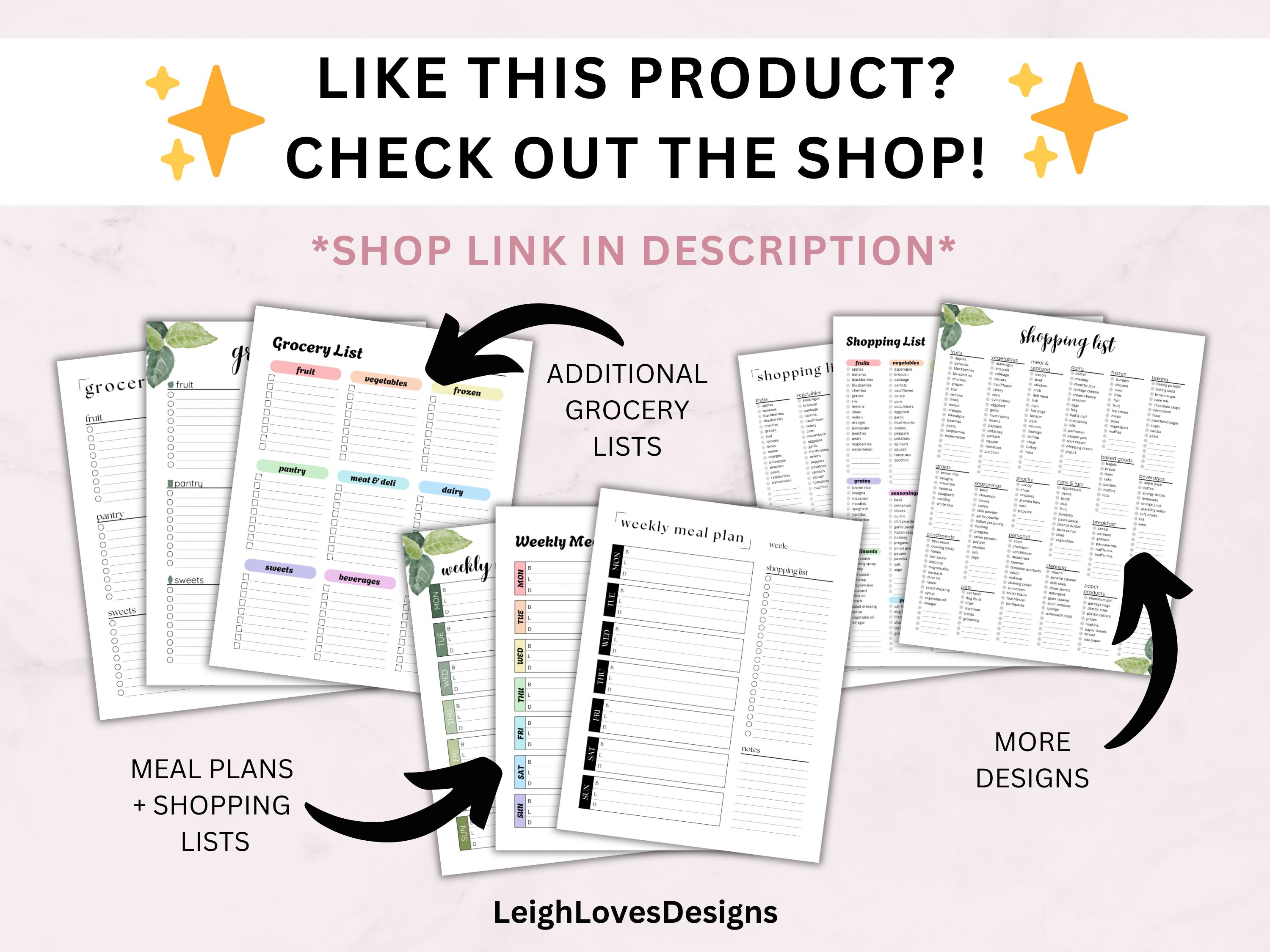 Master Shopping List, Printable Complete Grocery List, Groceries ...