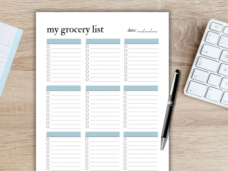 Printable Grocery List, Shopping List, Grocery Shopping Checklist ...