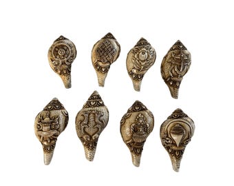 SHANKA - Tibetan Lucky Conch Shell Horn - Eight Auspicious Symbols of ...