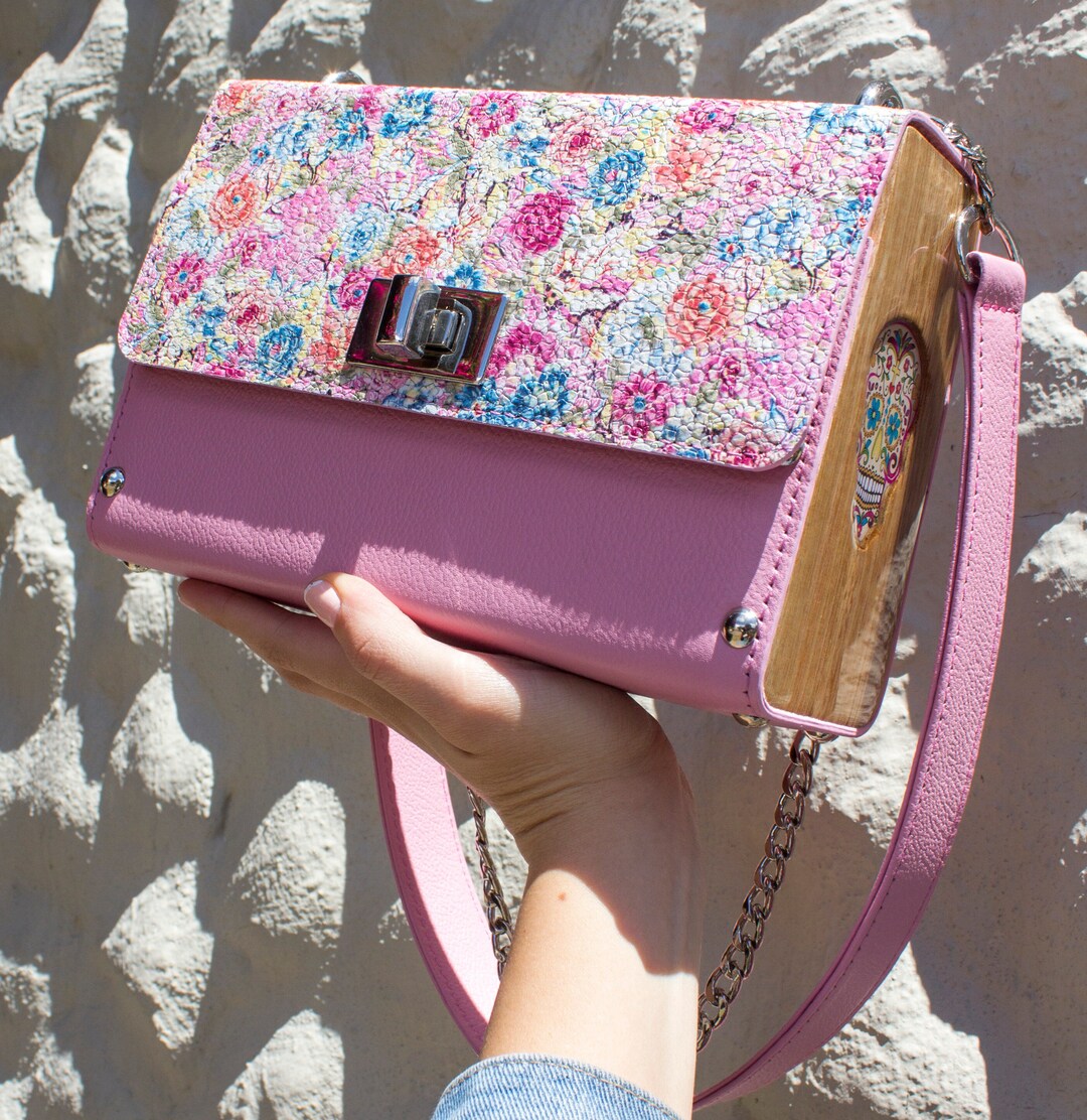 Small PURSE Made of Leather & Wood -small Handbag Perfect Gift, for ...