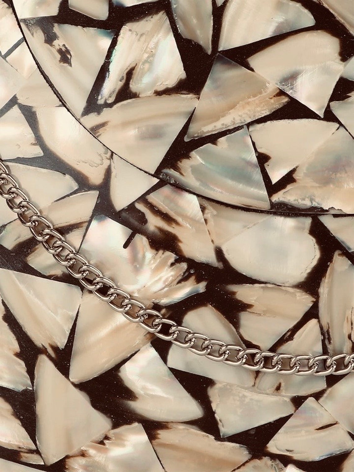 Mosaic Mother of Pearl Half Moon Bag, Nacre Ornate Evening Party Sling ...