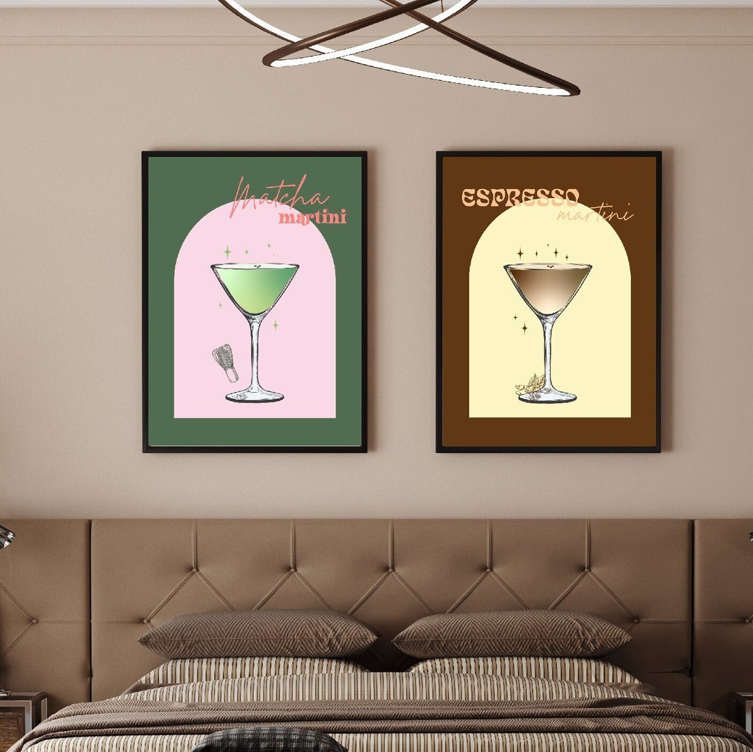 Matcha Martini & Espresso Martini Bar Cart Menu Poster Set - Etsy