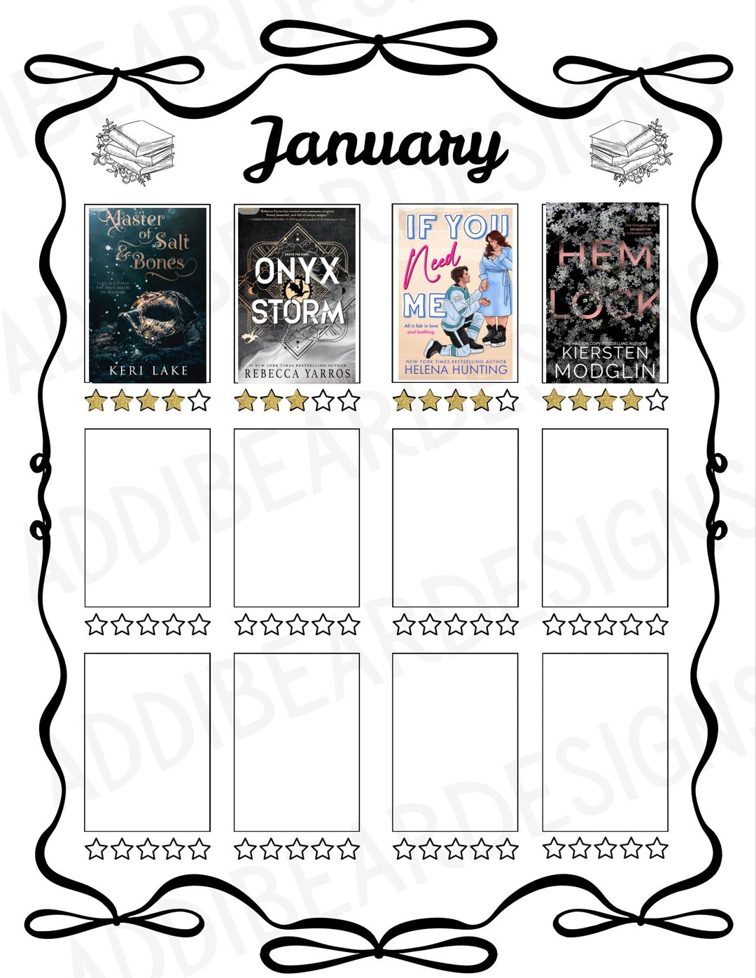 Black Coquette Monthly Book Template Designs, PNG Files, DIY Monthly ...
