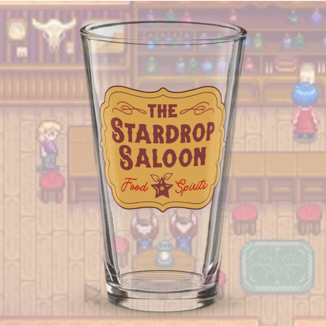 The Stardrop Saloon, Stardew Valley Pint Glass: Cozy Gamer Gift With ...