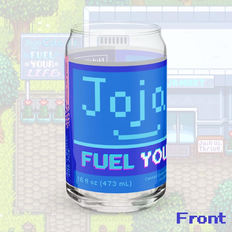 Stardew Valley Joja Cola Glass Can With Lid & Straw: Cozy Gamer Gift - Etsy