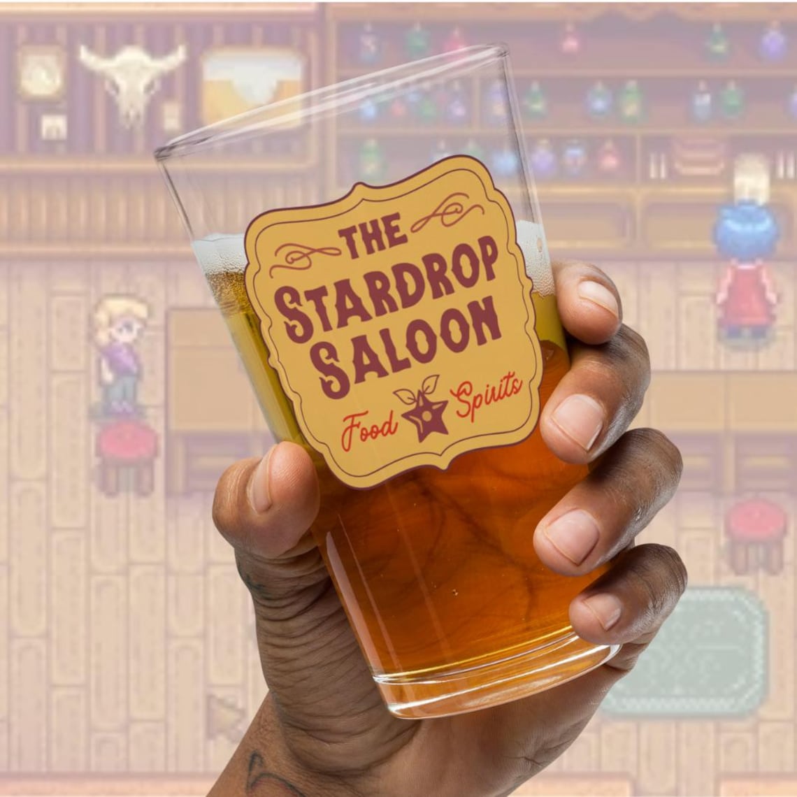 The Stardrop Saloon, Stardew Valley Pint Glass: Cozy Gamer Gift With ...