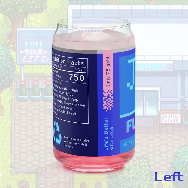 Stardew Valley Joja Cola Glass Can With Lid & Straw: Cozy Gamer Gift - Etsy