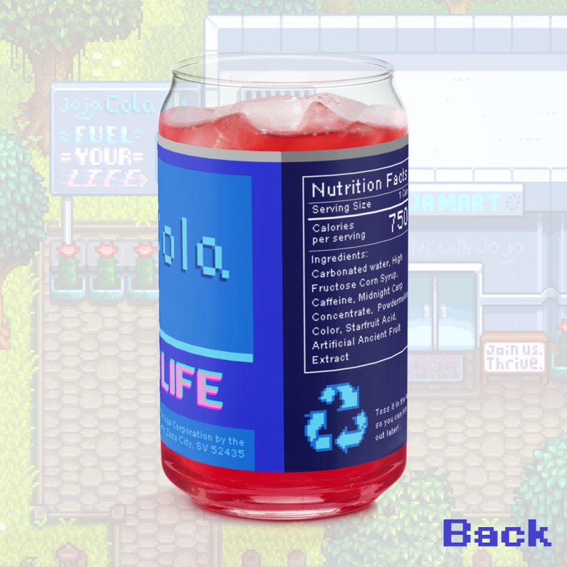 Stardew Valley Joja Cola Glass Can With Lid & Straw: Cozy Gamer Gift - Etsy