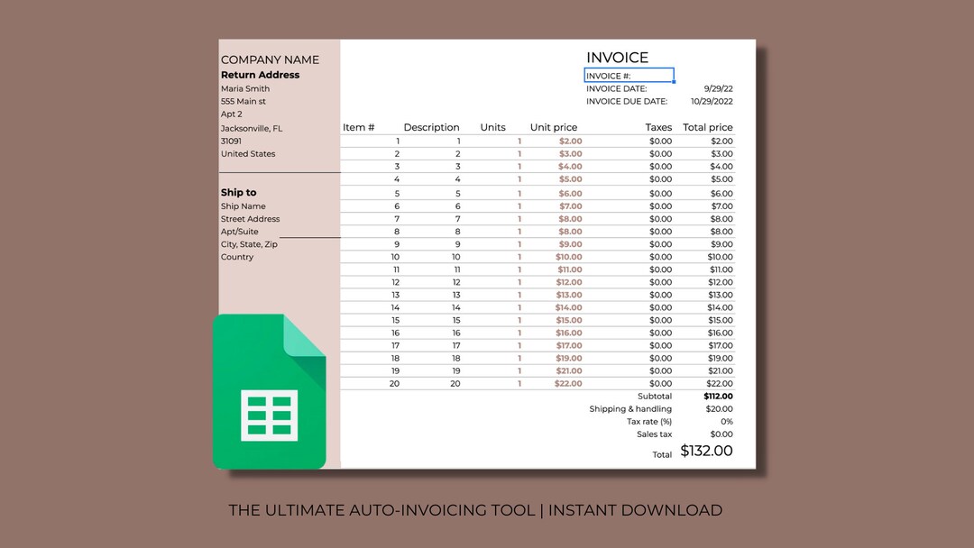 INSTANT INVOICE Smart Invoice Template - Etsy