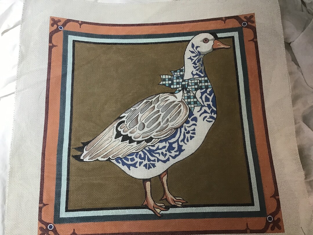Handpainted Country Goose Large Canvas Needlepoint Cottage - Etsy