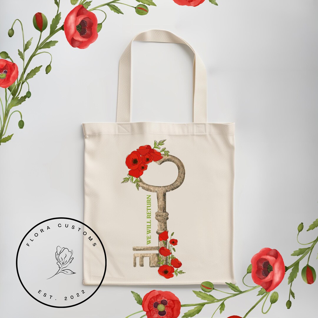 Palestine Tote Bag, Kuffeyeh, Poppy Flower, Tote Bag, Palestinian, Arab ...