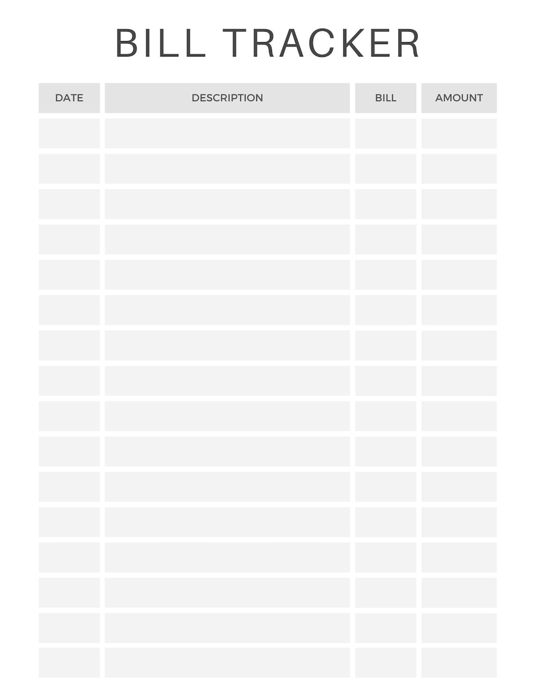 Bill Tracker, Monthly Bill Tracker, Bill Tracker Printable, Bill ...