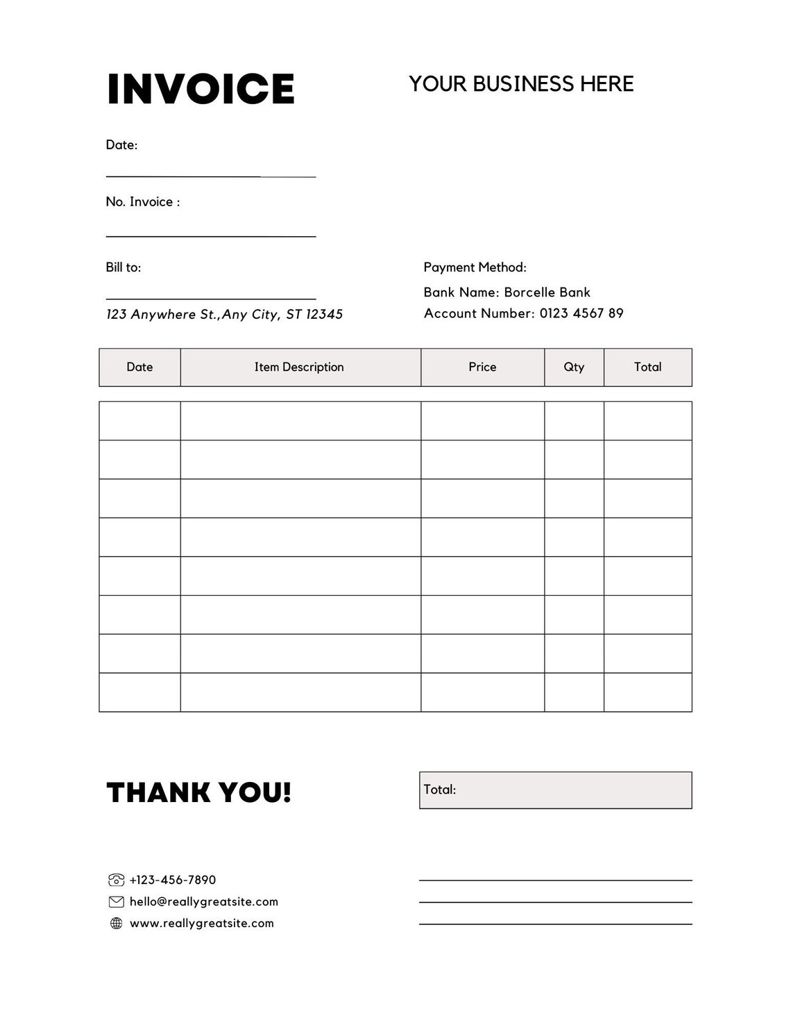 Invoice Template-printable Invoice Template-google Docs Invoice-blank ...