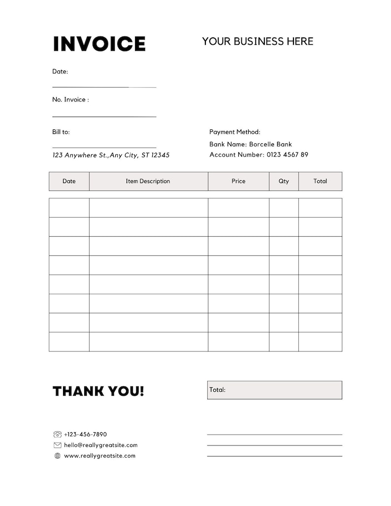 Invoice Template-printable Invoice Template-google Docs Invoice-blank ...