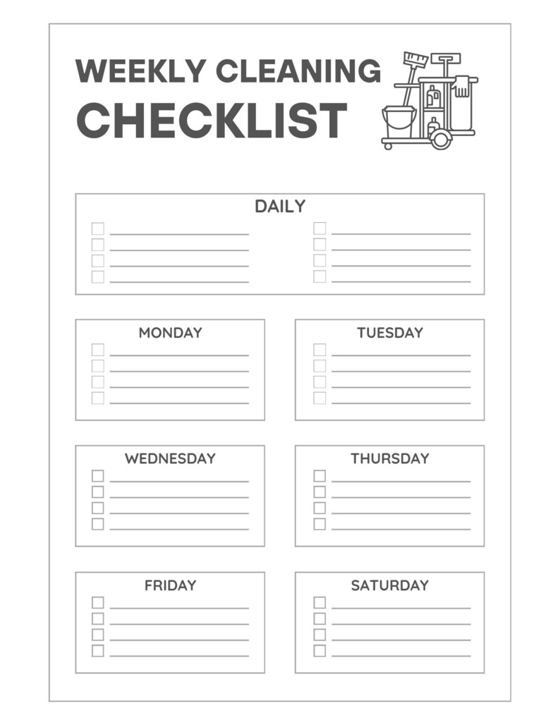 House Cleaning Checklist, Cleaning Checklist, Weekly Cleaning Checklist ...