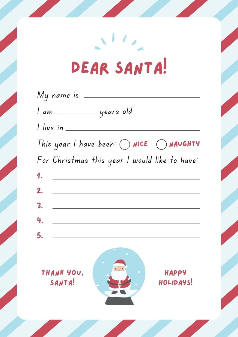 Letter to Santa, Letter to Santa Template, Letter to Santa Printable ...