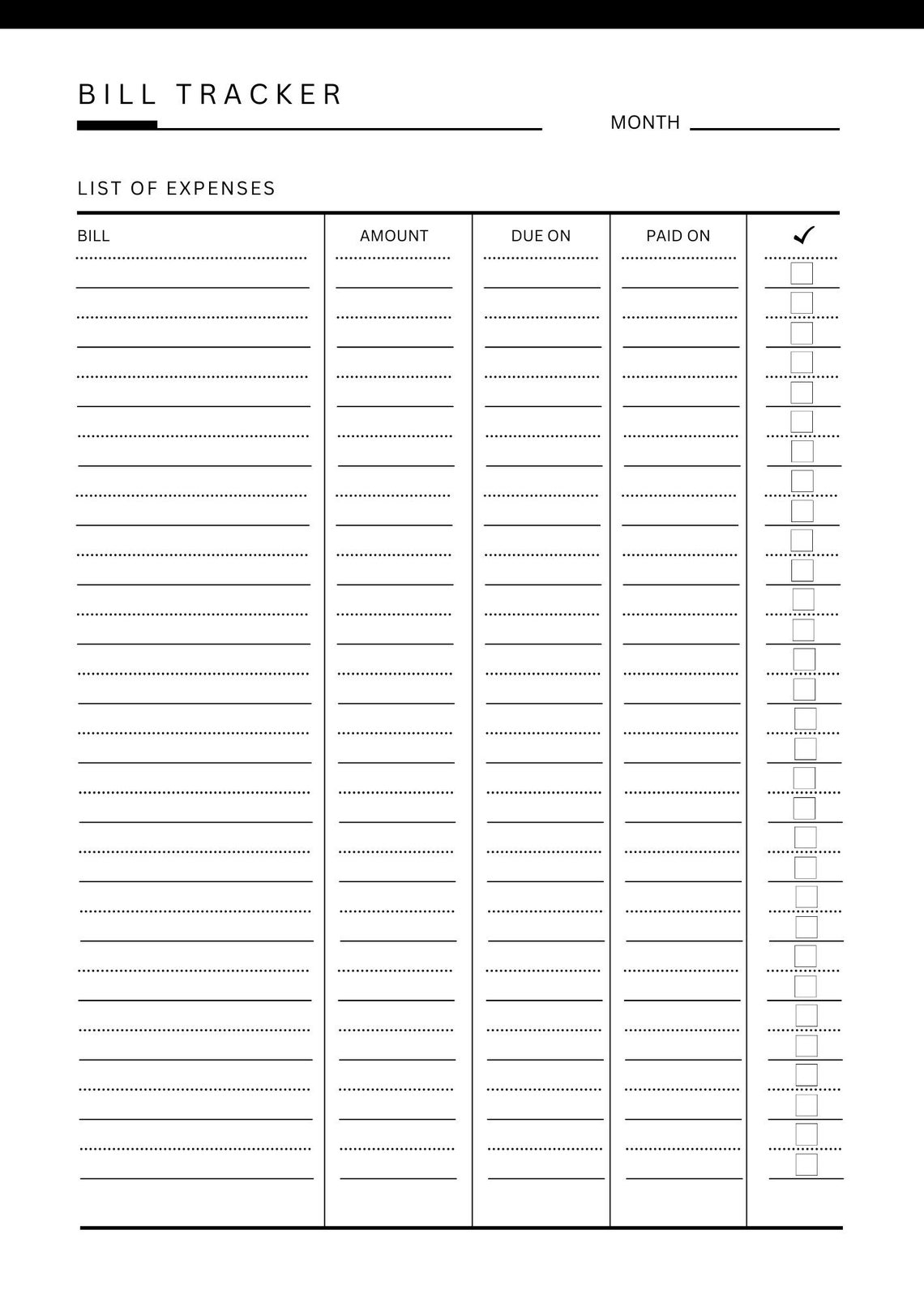 Bill Tracker, Monthly Bill Tracker, Bill Tracker Printable, Bill ...