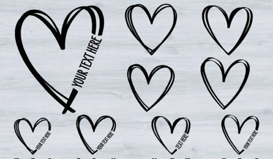 Hand Drawn Heart SVG, Personalized Heart SVG, Heart Svg Bundle, Doodle ...
