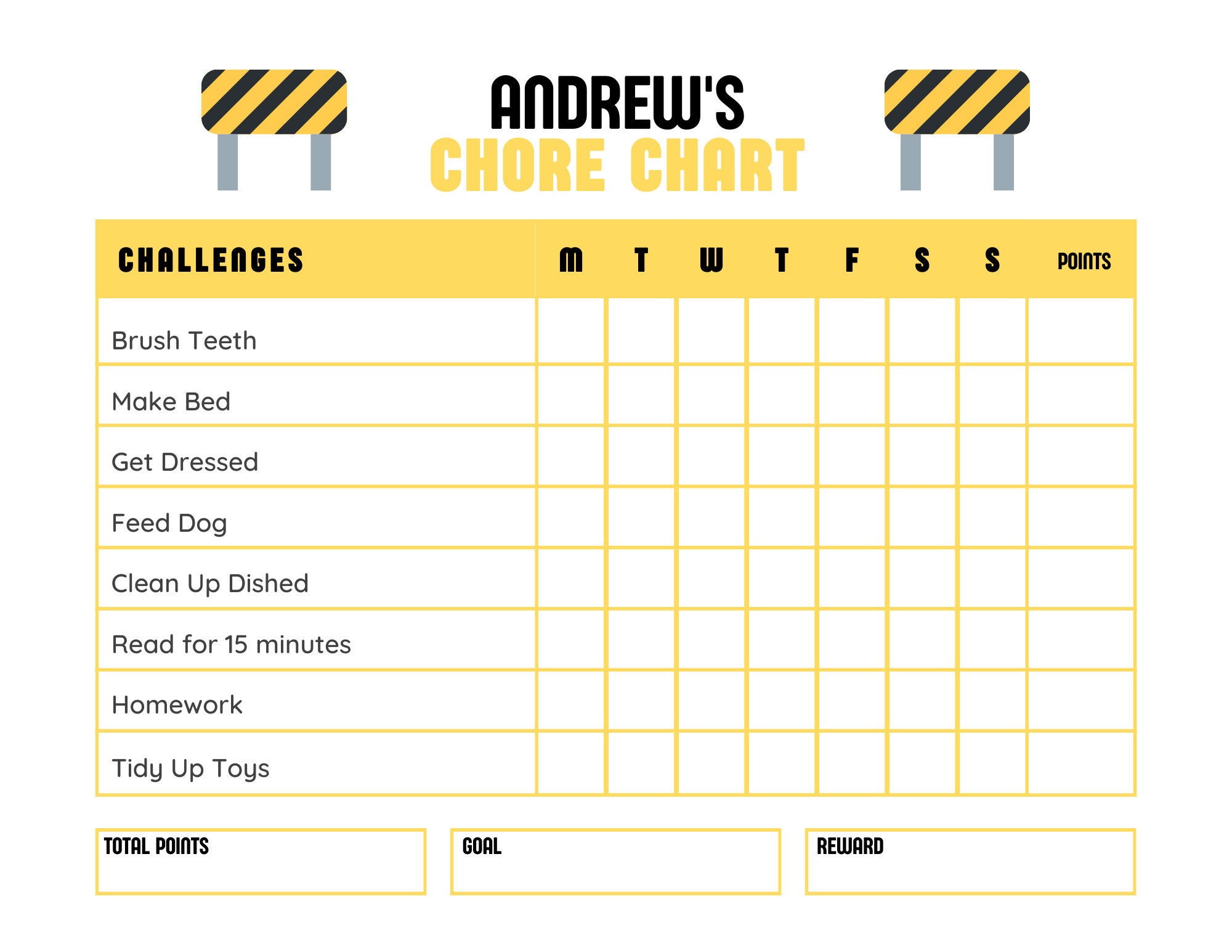 Chore Chart, Digital Download Chore Chart, Chore Chart for Kids ...