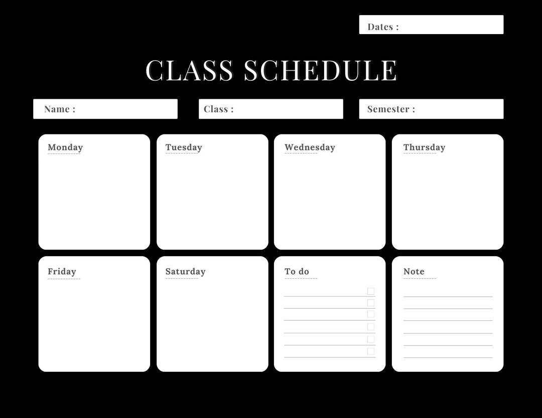 Customizable Digital Printable Class Weekly Schedule - Etsy