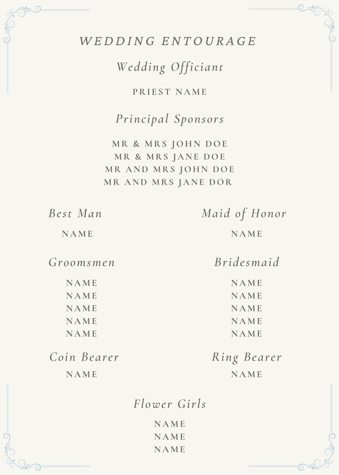 Traditional Filipino Wedding Invitation Principal Sponsors, Church ...