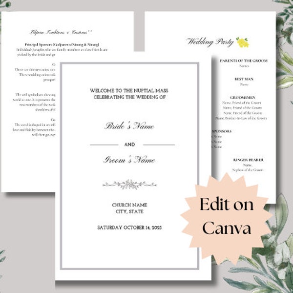 Filipino Wedding Template - Etsy