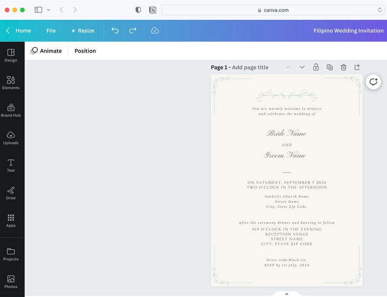 Traditional Filipino Wedding Invitation Principal Sponsors - Etsy Canada