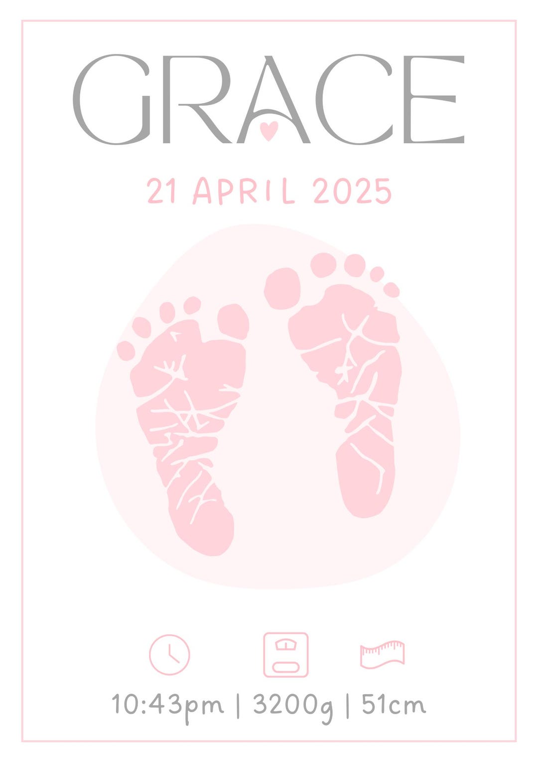 Custom Baby Birth Stats Poster • Nursery Decor (digital Download) - Etsy