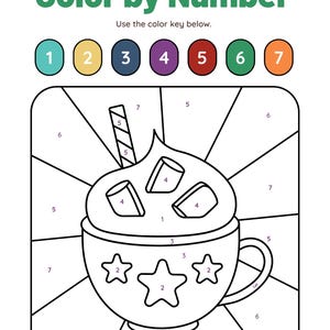 Christmas Color by Number Worksheet | Holiday Kids Activity (printable ...