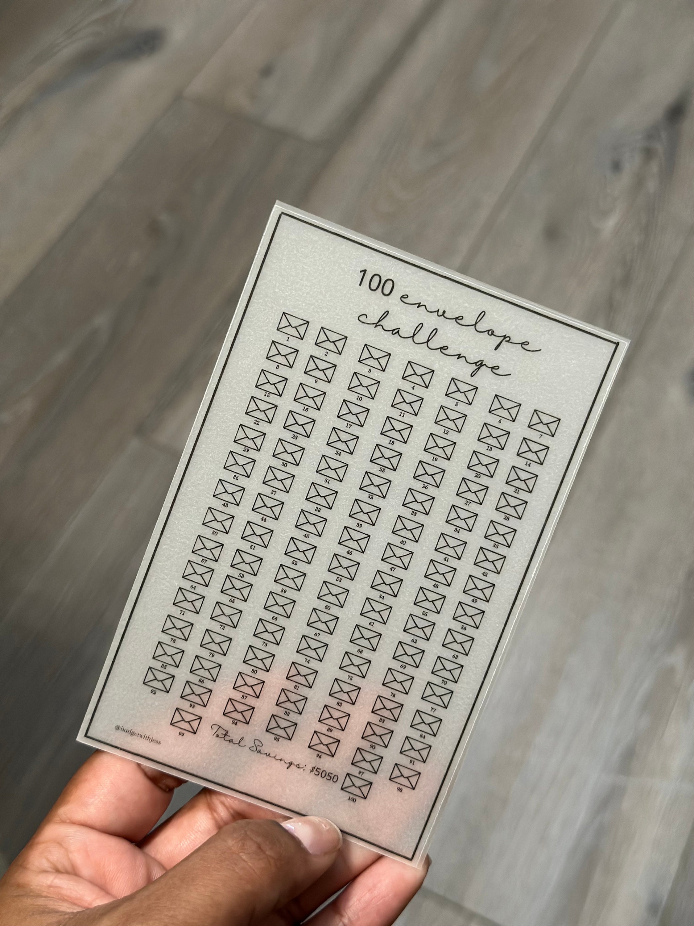 100 Envelope Savings Challenge Matte Vellum Savings Challenge Budgeting ...