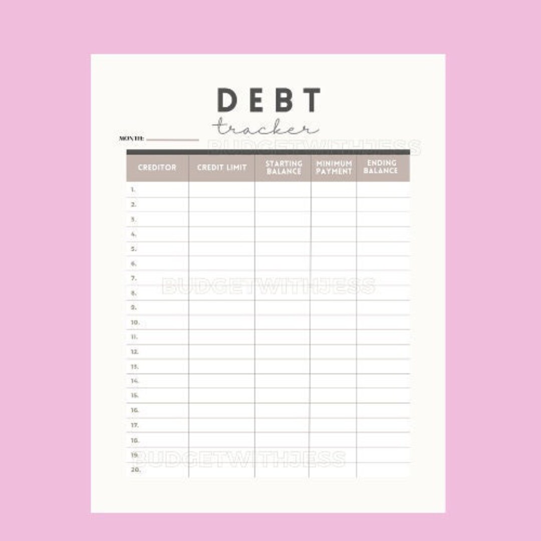 Debt Tracker Printable | Debt Payoff Tracker | Credit Card Tracker ...