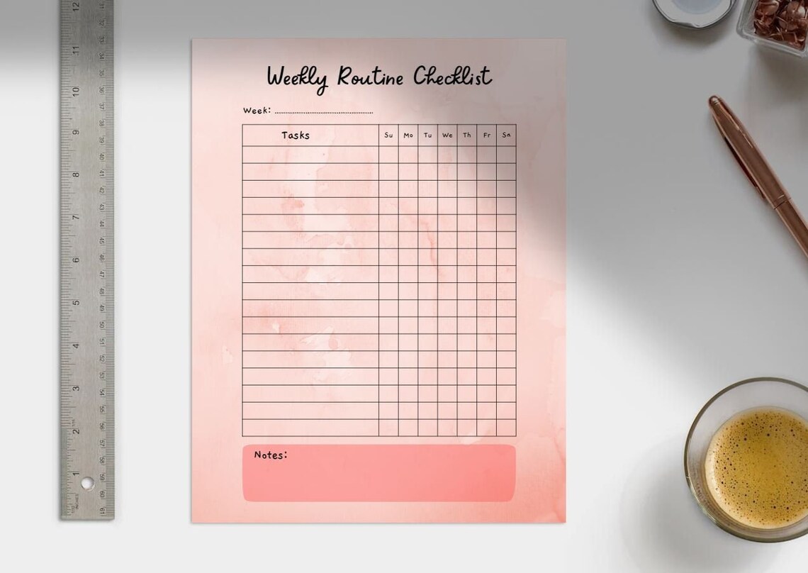 Digital Weekly Routine Checklist - Etsy