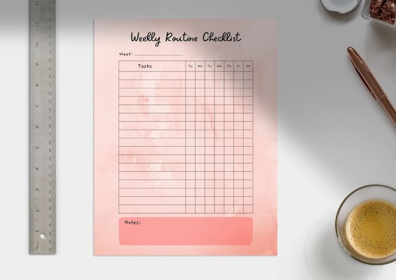 Digital Weekly Routine Checklist - Etsy
