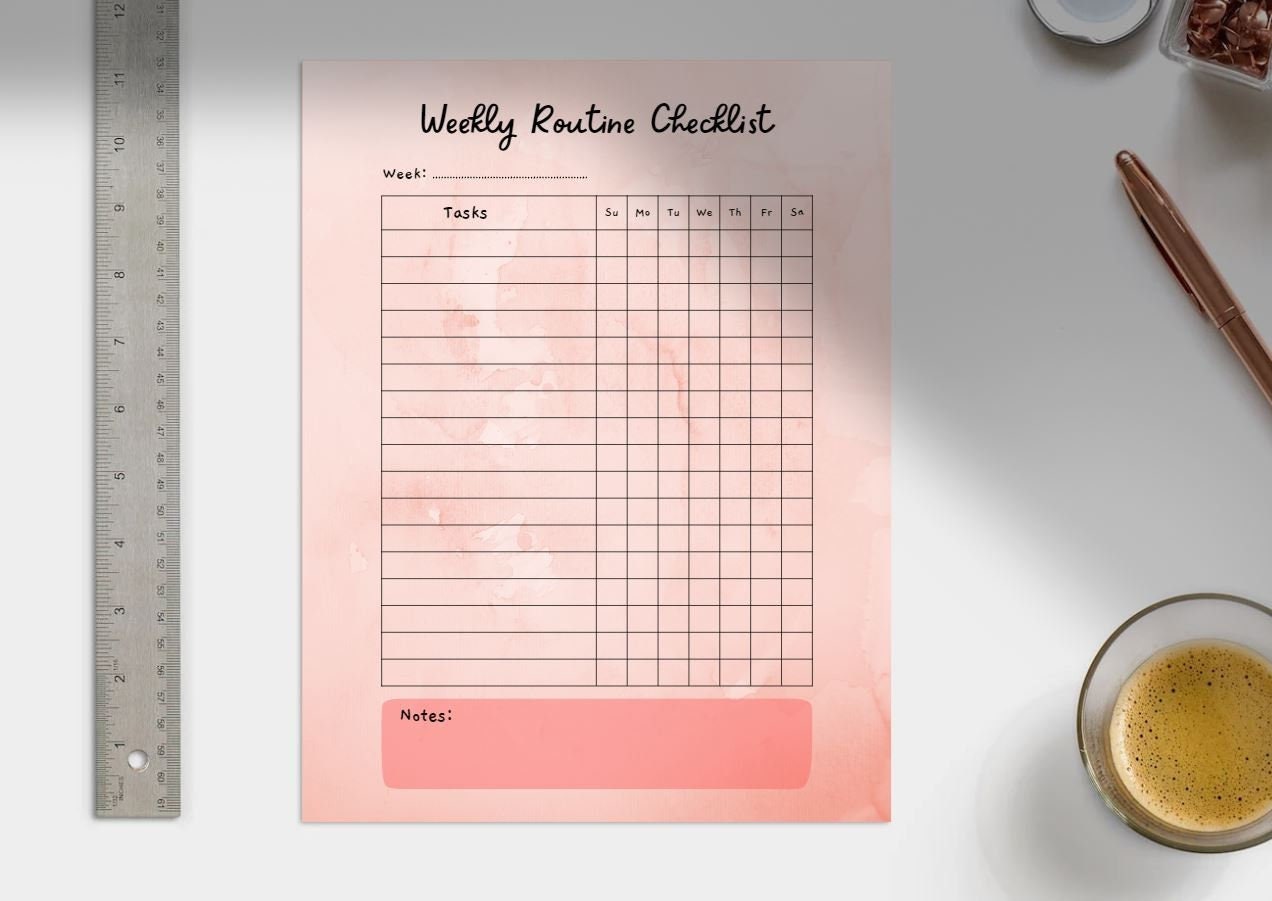 Digital Weekly Routine Checklist - Etsy
