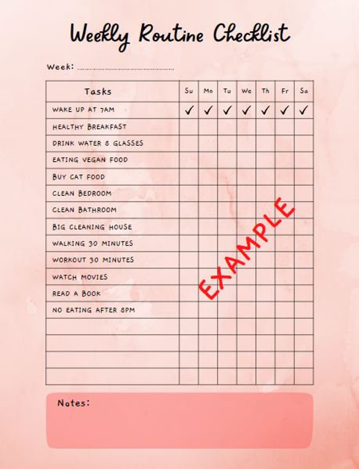 Digital Weekly Routine Checklist - Etsy