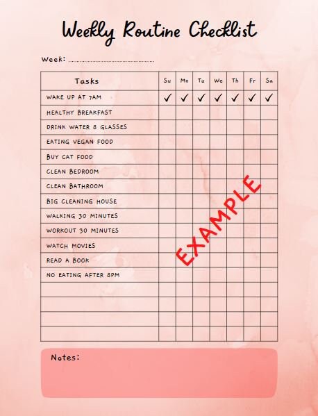 Digital Weekly Routine Checklist - Etsy