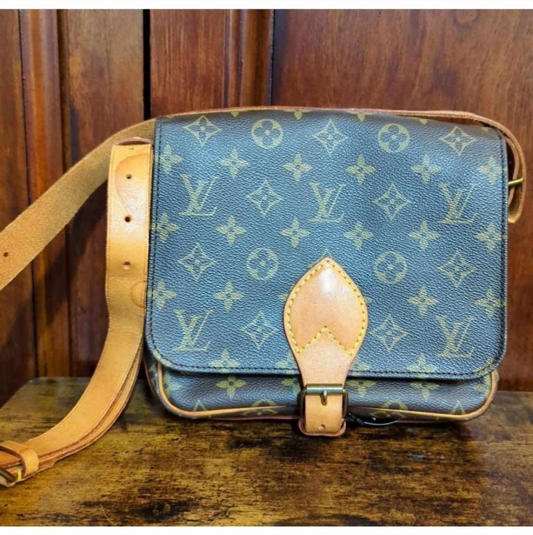 80s Louis Vuitton Monogram Canvas Cartouchiere MM Crossbody Bag - Etsy