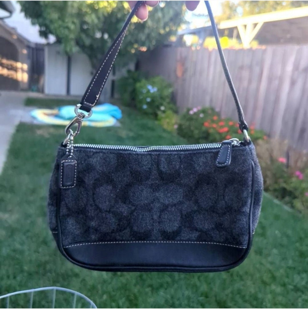 Coach Y2K Demi Fuzzy Signature C W/ Black Leather Shoulder - Etsy