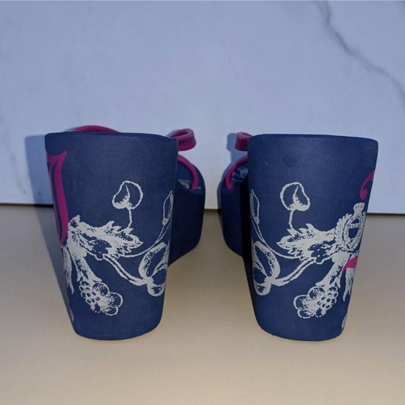 Juicy Couture Y2K Platform Wedge Navy & Pink Vintage Sandals - Etsy