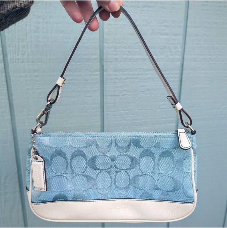 Coach Y2K Signature C Blue and White Baguette Demi Shoulder Bag. 6094 ...