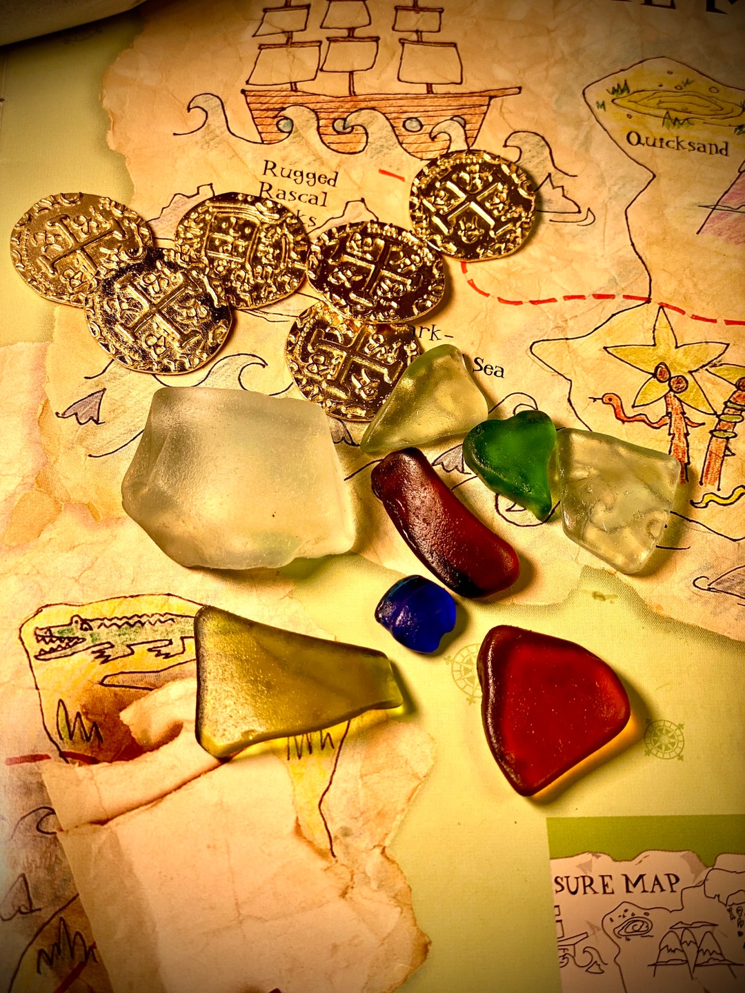 Pirate Themed Treasure Hunt Kit With Natural Sand Seaglass - Etsy