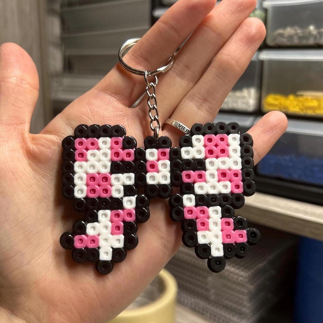 Perler Bead Bow Keychain - Etsy