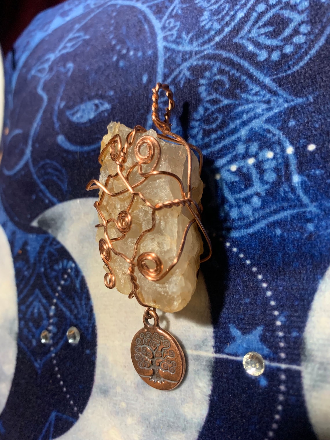 Natural Quartz Copper Tree of Life Wire Stone Pendant - Etsy