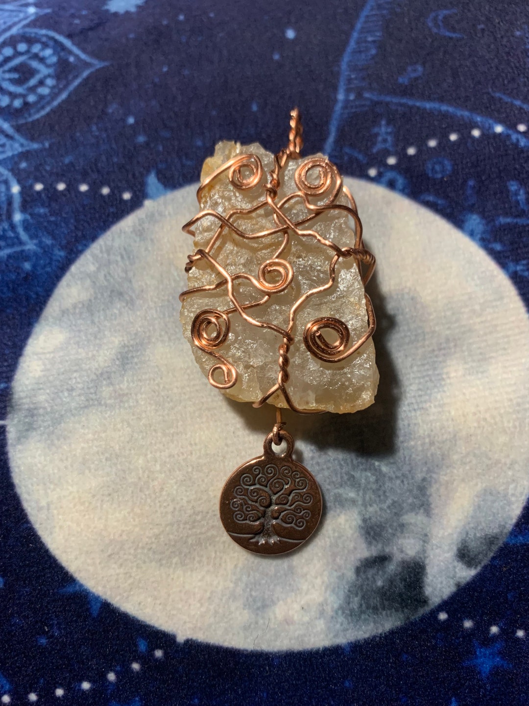 Natural Quartz Copper Tree of Life Wire Stone Pendant - Etsy