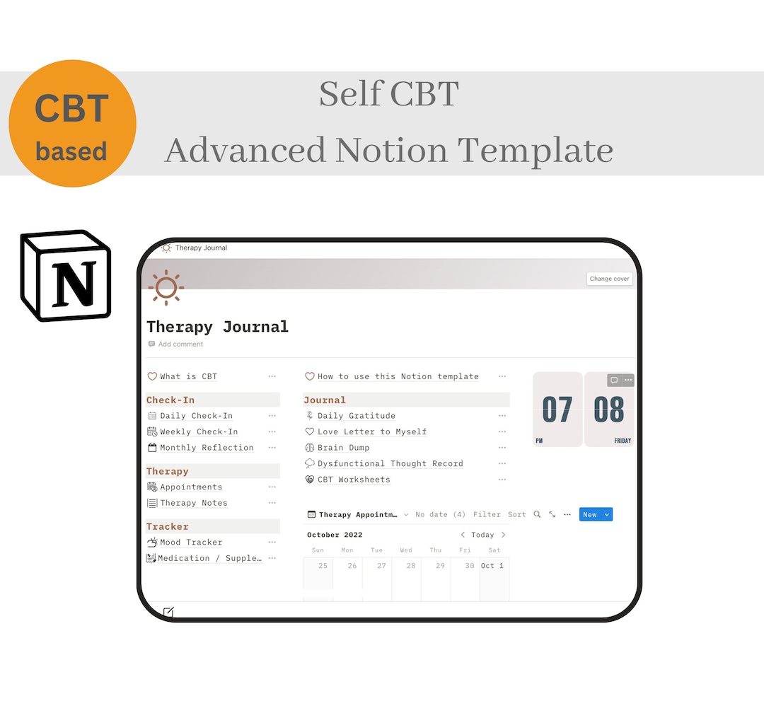 Advanced CBT Notion Template, Mental Health Journal (PDF) - Etsy
