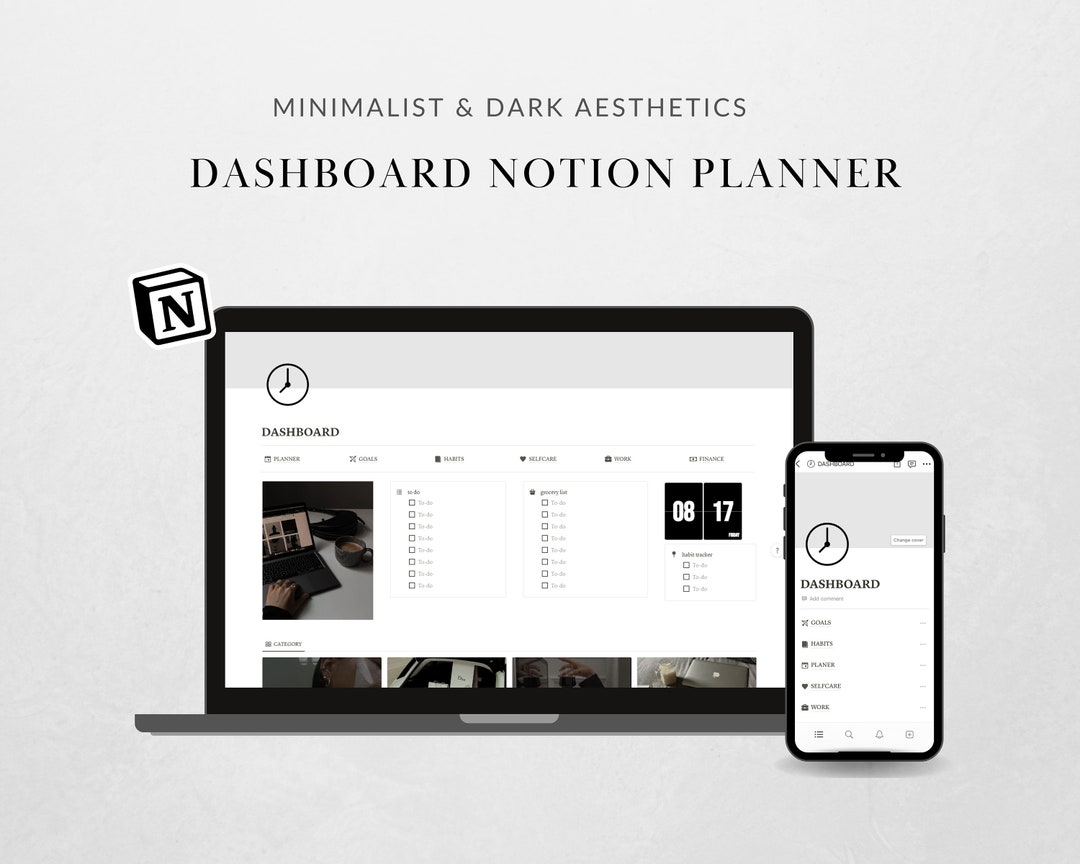 Notion Tamplate Life Planner Dashboard Minimalist Minimalistic Home ...