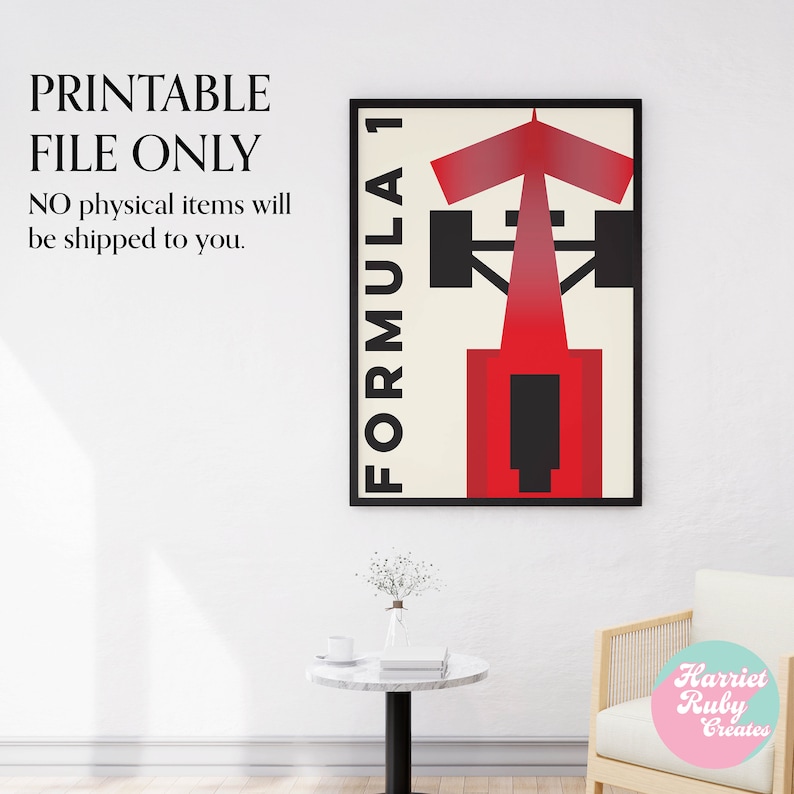 Formula 1 Wall Art Game Room F1 Poster Digital F1 Poster Red - Etsy