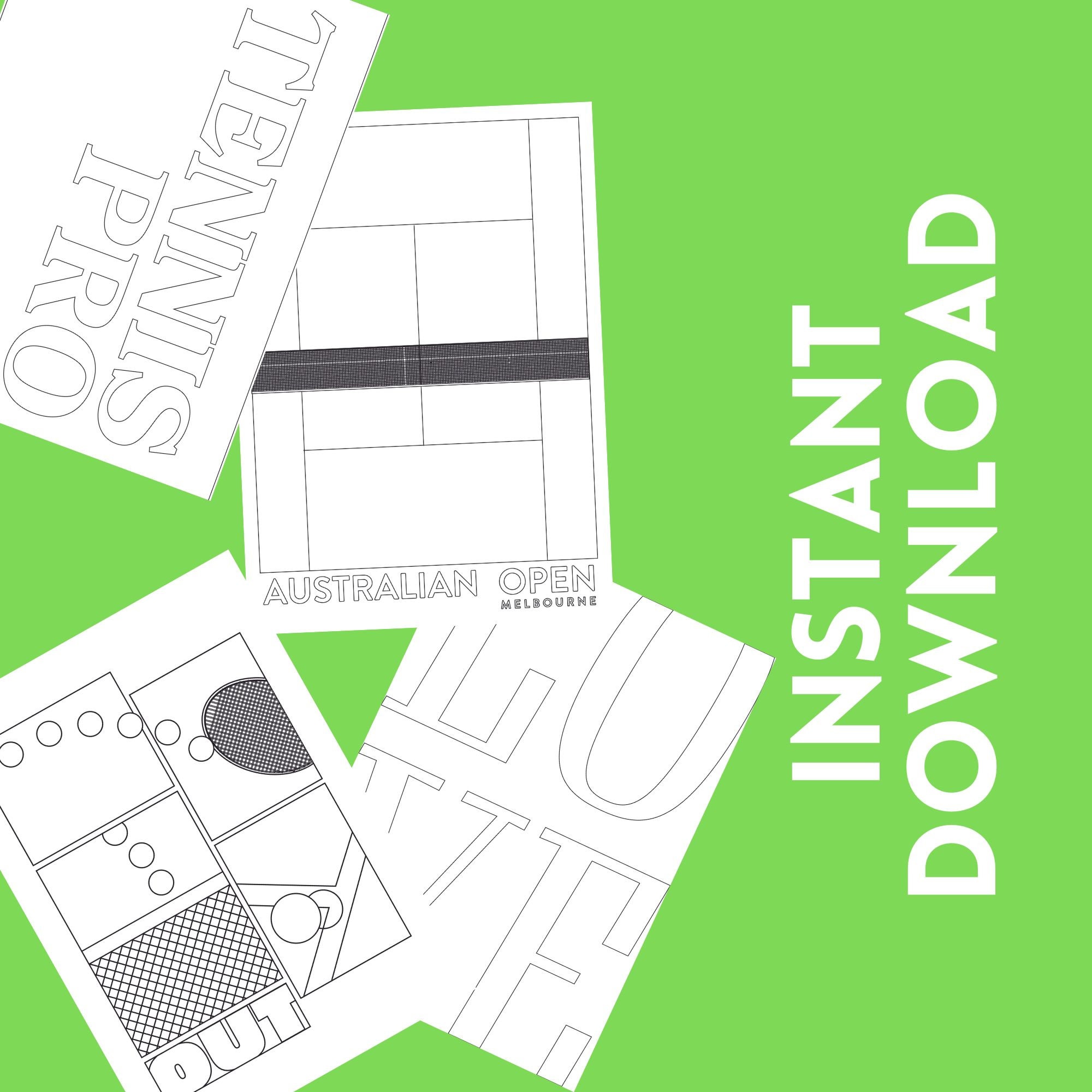 Coloring Pages Tennis Activity Sheet Tennis Poster Digital Gift for ...