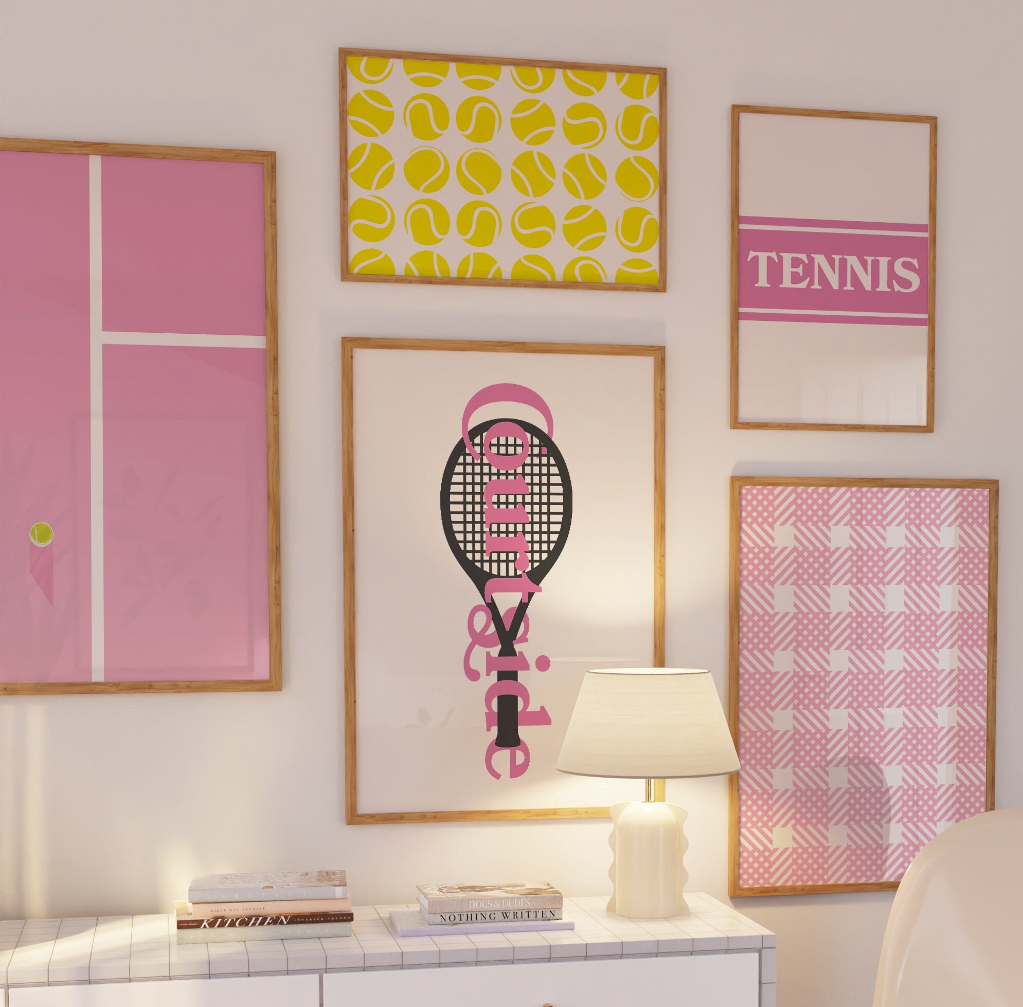 Gift for Tennis Fan Wall Art Tennis Racket Wall Art Grand Slam Tennis ...