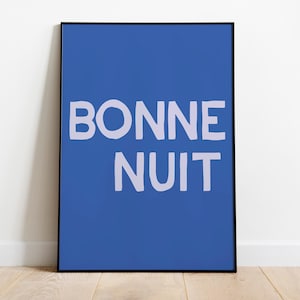 Good Night Print for Nursery Boy Blue Print Kids Bedroom Print French ...